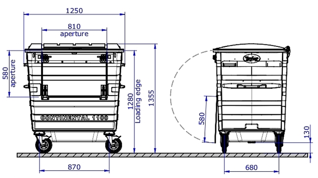 Mk2 1100 Drop Front Panel Bin | DJE Recycling Bins