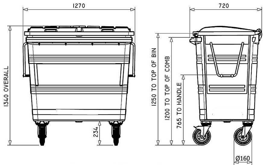 660 Litre Clinical Waste Bin | DJE Recycling Bins