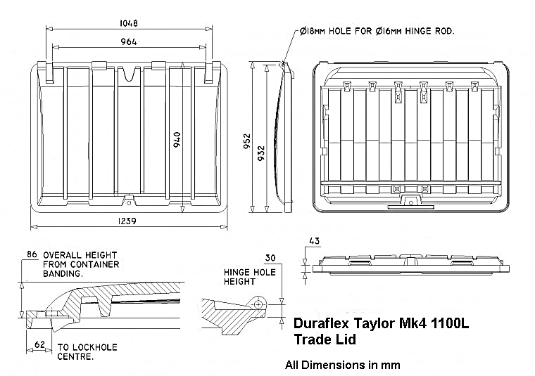 1100 Litre Trade Waste Bin | DJE Recycling Bins