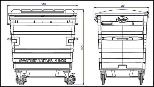 Continental1100 Litre Recycling Bin | Steel Bin | Continental 1100 ...