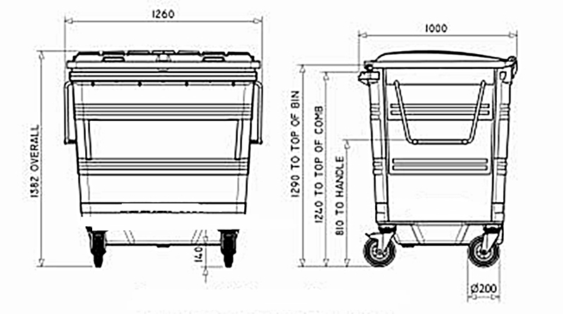 Duraflex 1100 Litre Trade bin | DJE Recycling Bins