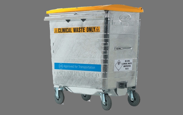 820 litre 4 Wheel Steel Clinical Waste Bin | DJE Recycling bins